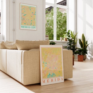 Watercolor Merida Mexico Map Poster of Merida Map of Merida Wall Art of ...