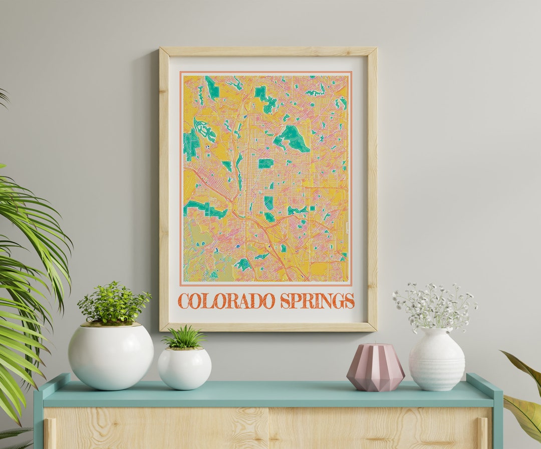 Watercolor Colorado Springs Map Poster of Colorado Springs Map of ...