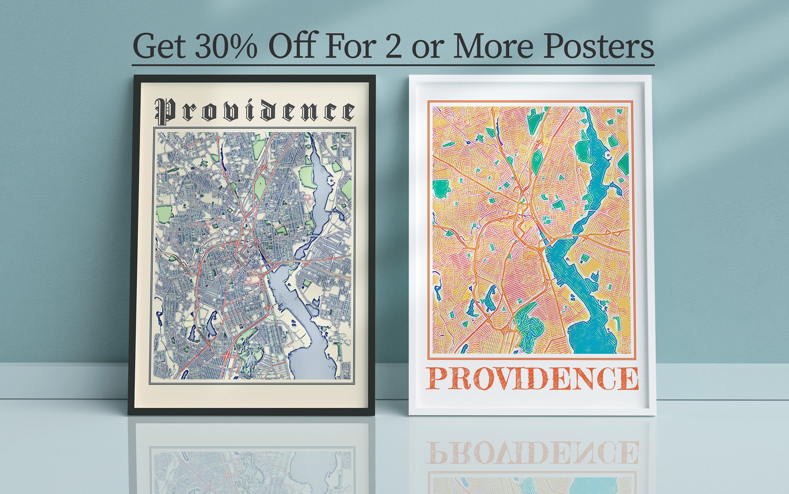 Providence Map Print Classic Map of Providence Providence - Etsy