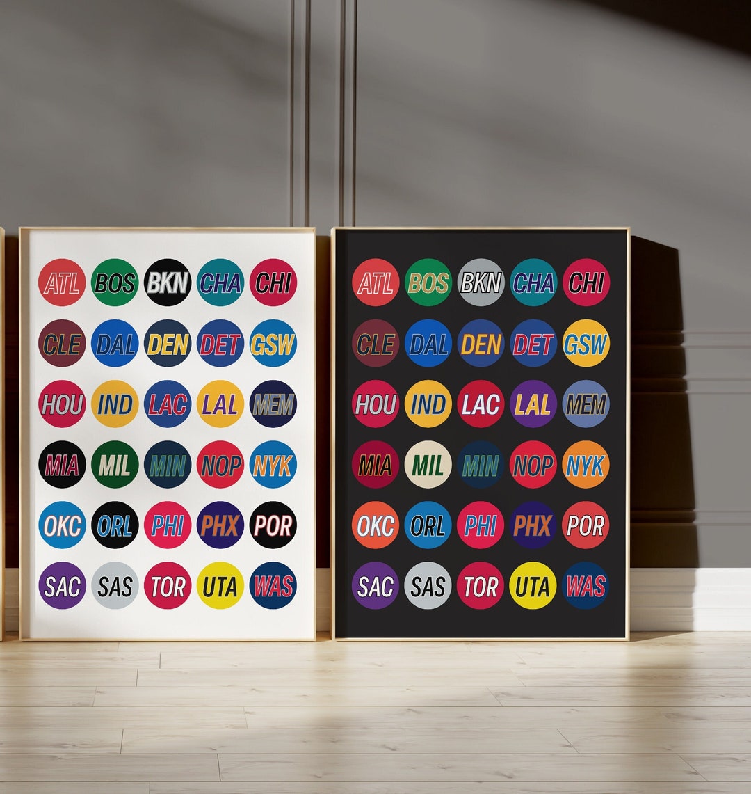 NBA Teams Poster of National Basketball Association Print of Basketball ...