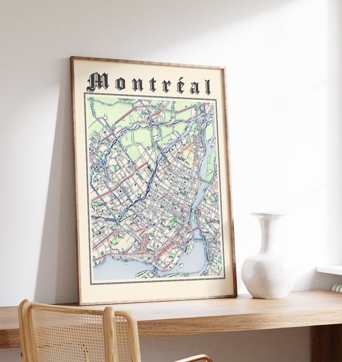 Montreal Map Poster, Classic Map of Montreal, Vintage Montreal Quebec ...