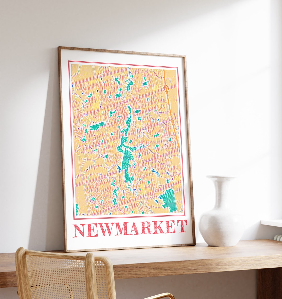 Watercolor Newmarket Map Print of Newmarket Ontario Painting Map of ...