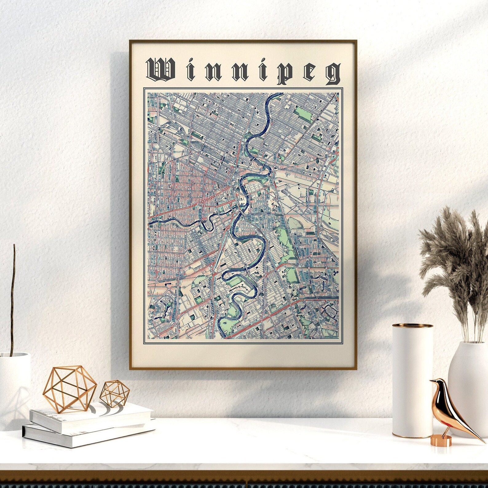 Winnipeg Map Poster, Classic Map of Winnipeg, Winnipeg Manitoba Print ...