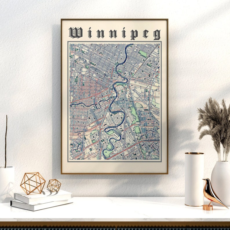 Winnipeg Map Poster, Classic Map of Winnipeg, Winnipeg Manitoba Print ...