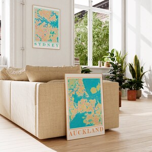 Watercolor Auckland Map Poster of Auckland New Zealand Map of Auckland ...