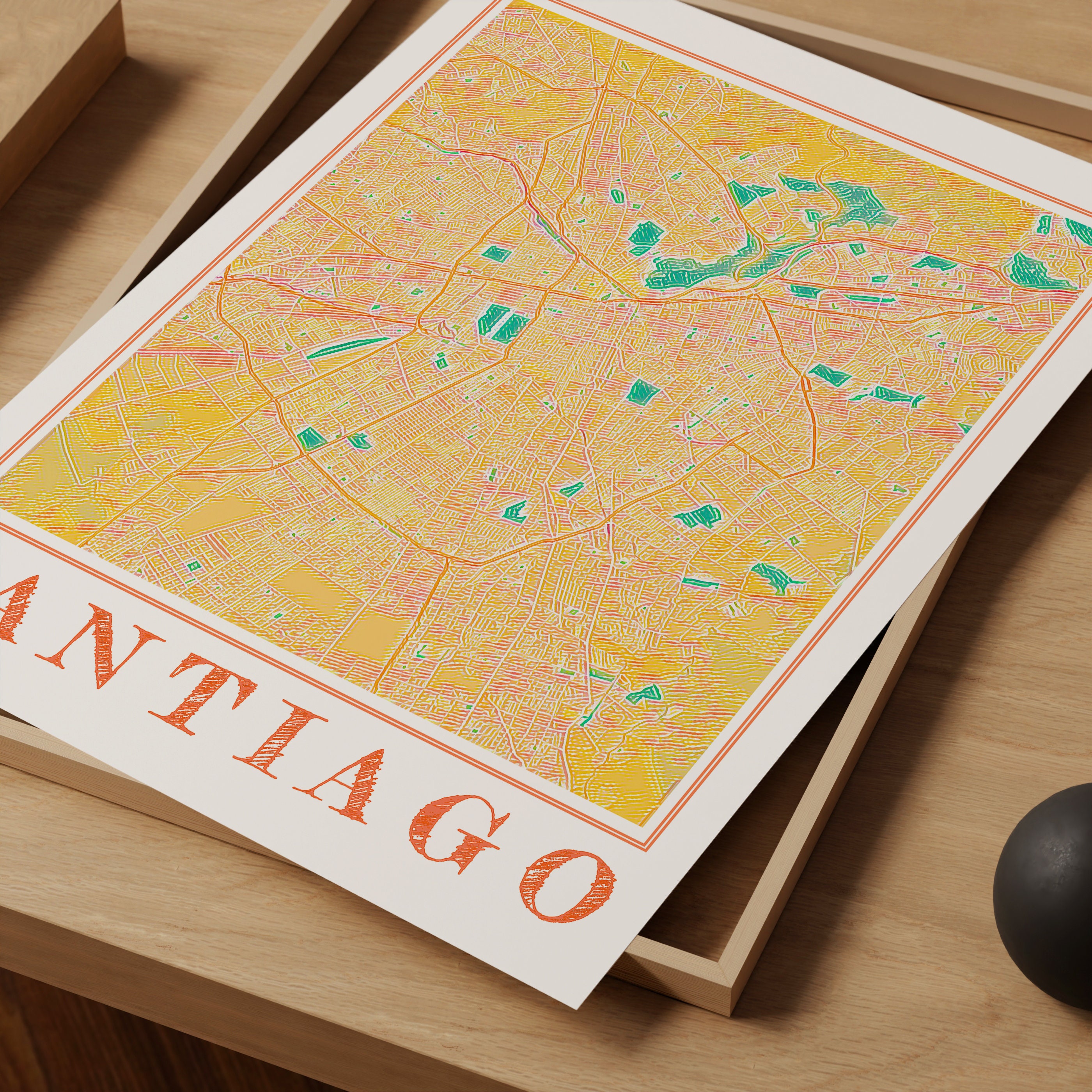 Watercolor Santiago Map Poster of Chile Santiago Map of - Etsy
