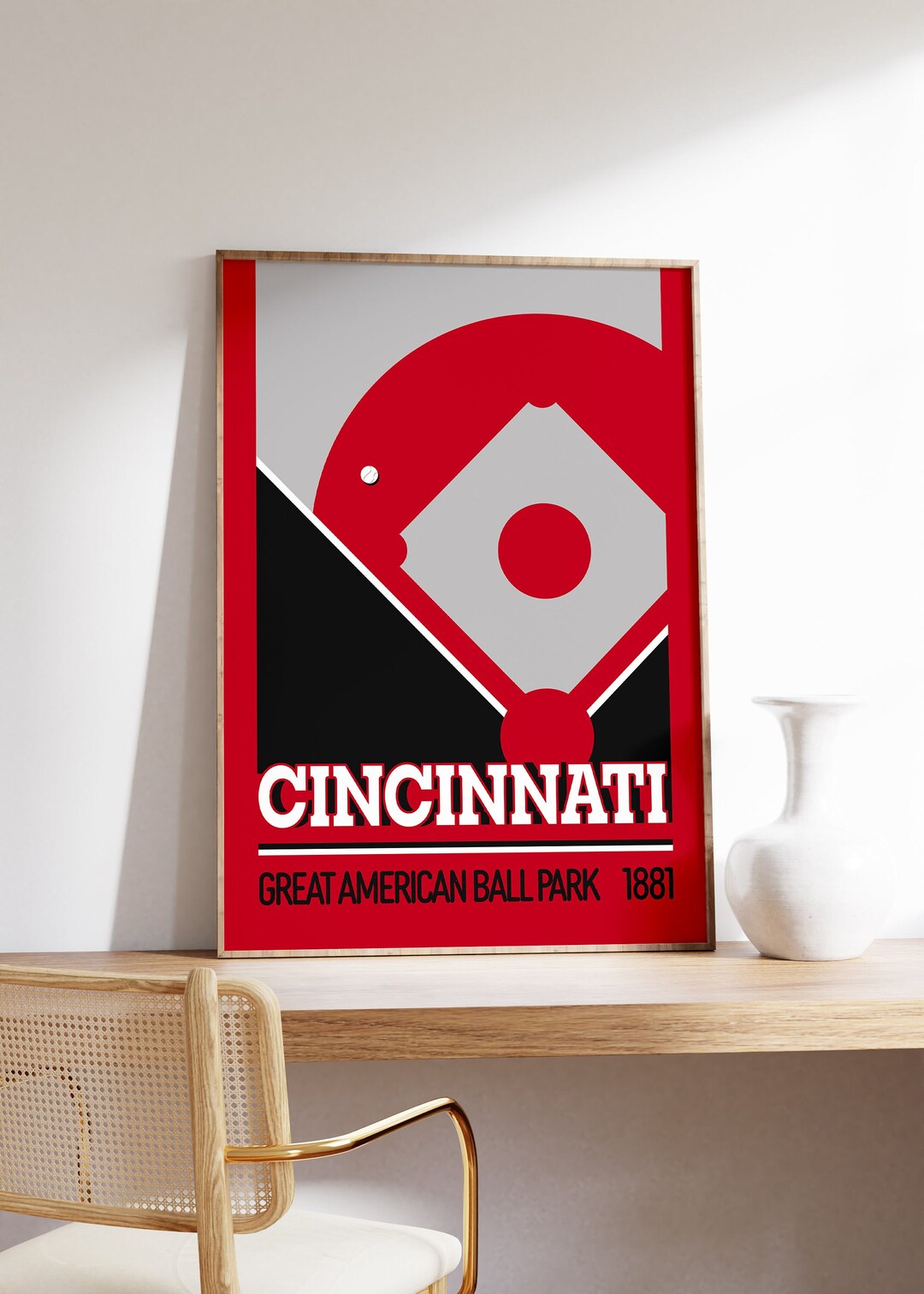 Cincinnati Baseball Poster Great American Ball Park Print of Reds Fan ...