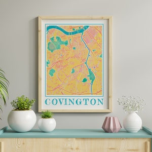 Watercolor Covington Map Poster of Covington Kentucky Map of Covington ...