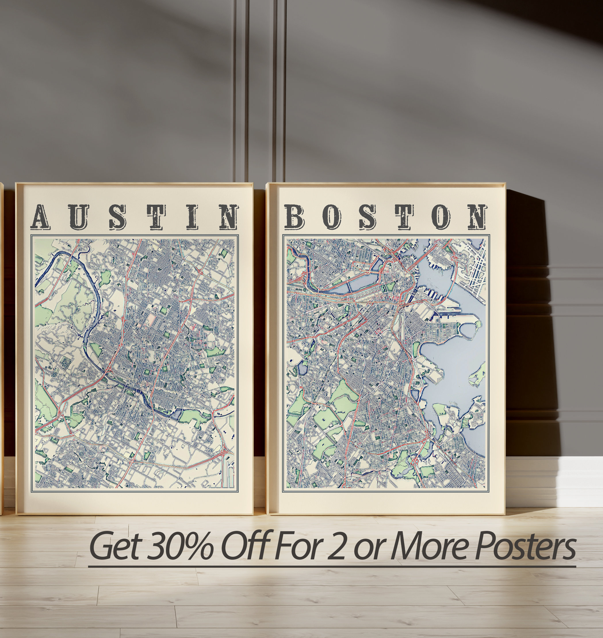 Antique Austin Map Poster of Austin Texas Classic Map of - Etsy