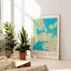 Watercolor Auckland Map Poster of Auckland New Zealand Map of Auckland ...