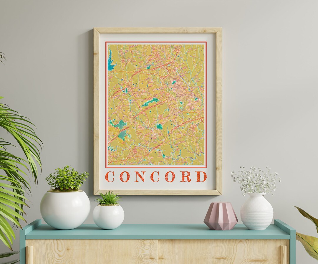 Watercolor Concord, North Carolina Map Art Print - Etsy