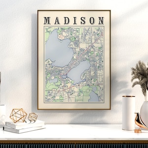 Antique Madison Map Poster of Madison Wisconsin Classic Map of Madison ...