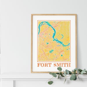 Watercolor Fort Smith Arkansas Map Poster of Fort Smith Map of Fort ...