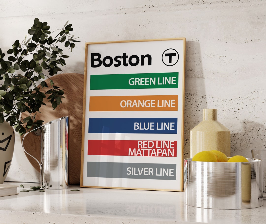Minimal Boston Subway Print of Boston MBTA Map Poster of Boston Subway ...