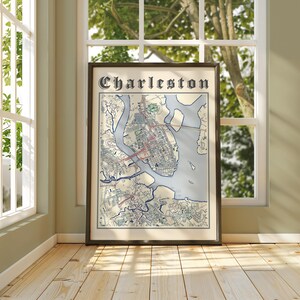 Classic Charleston Map Poster of Charleston South Carolina Print of ...