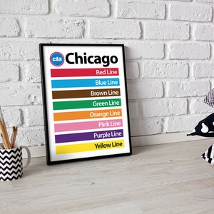 Minimal Chicago Train Poster of Chicago Rapid Transit CTA Rail Print of ...