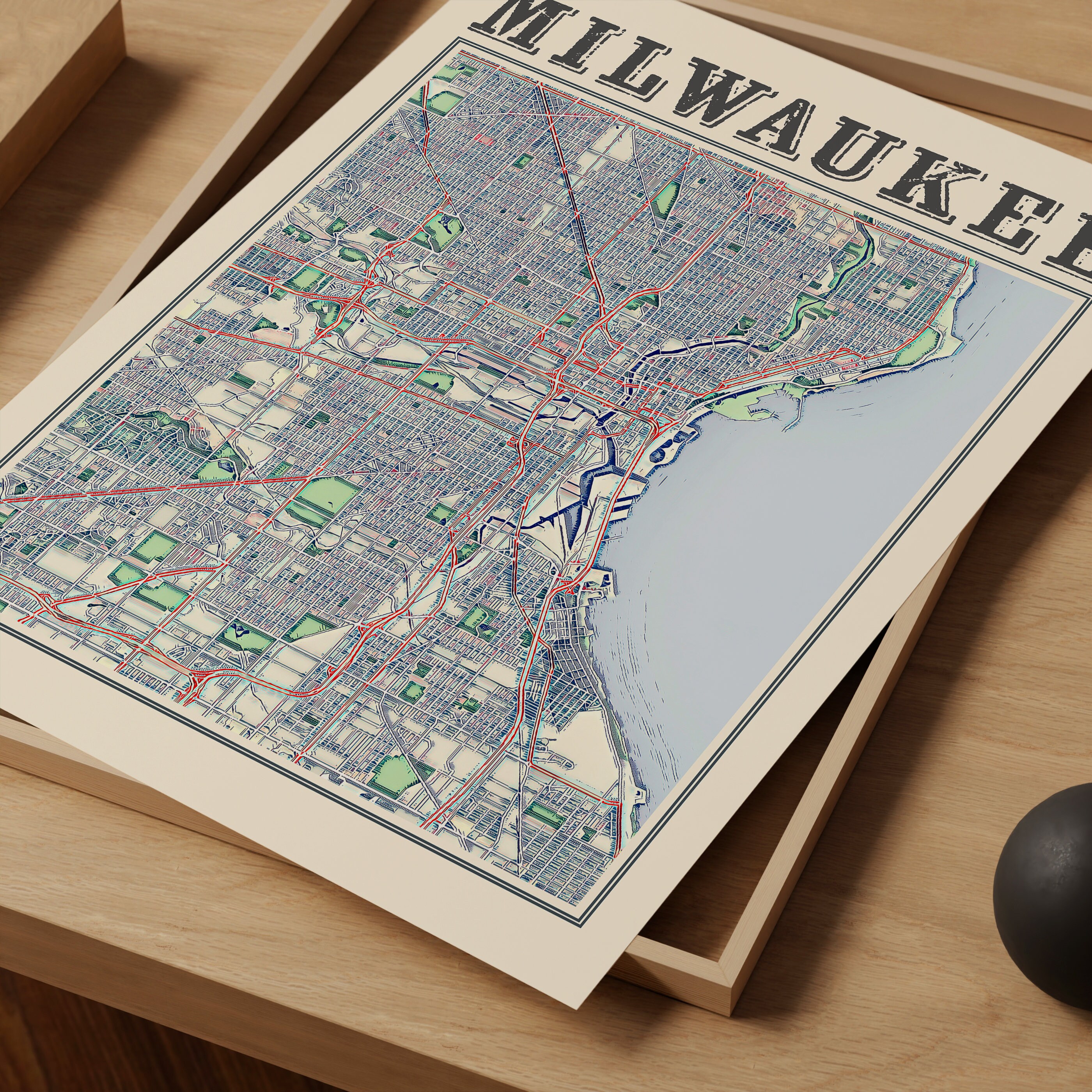 Antique Milwaukee Map Poster of Milwaukee Wisconsin Classic - Etsy