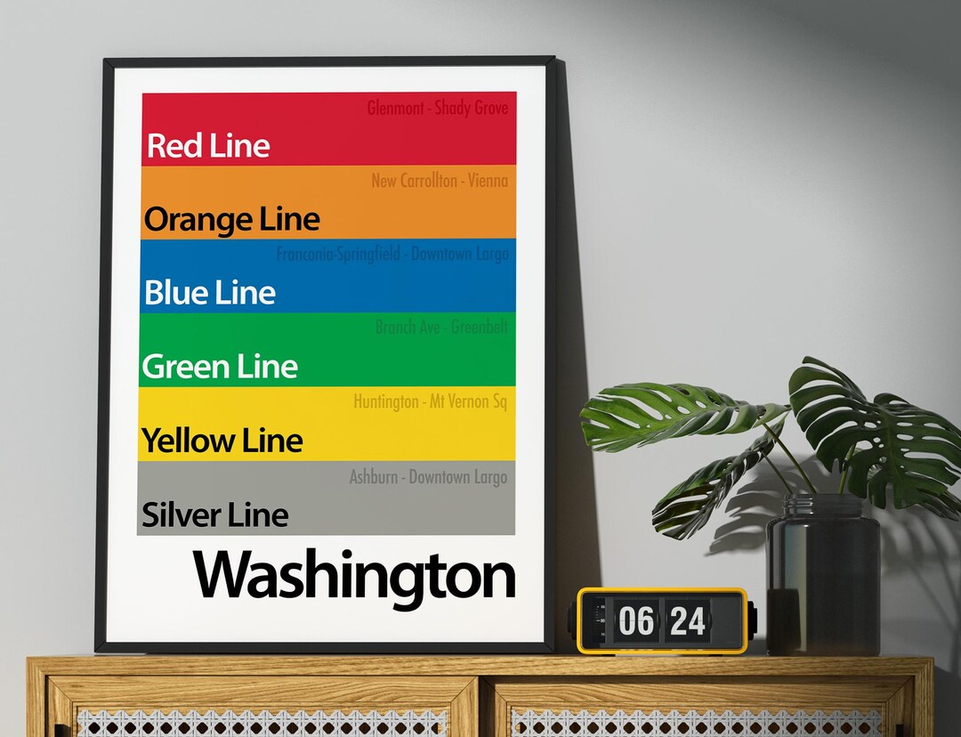 Washington Metro Poster | DC WMATA Metro Wall Art | WMATA Line Print ...