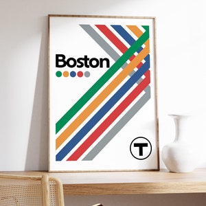 Boston Subway Poster, Boston T System Line Art, MBTA Subway, Minimalist ...
