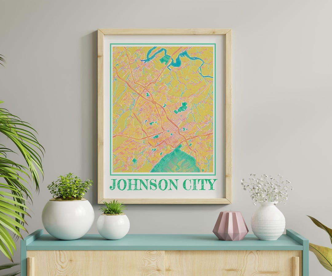 Watercolor Johnson City Tennessee Map Poster of Johnson City Map of ...