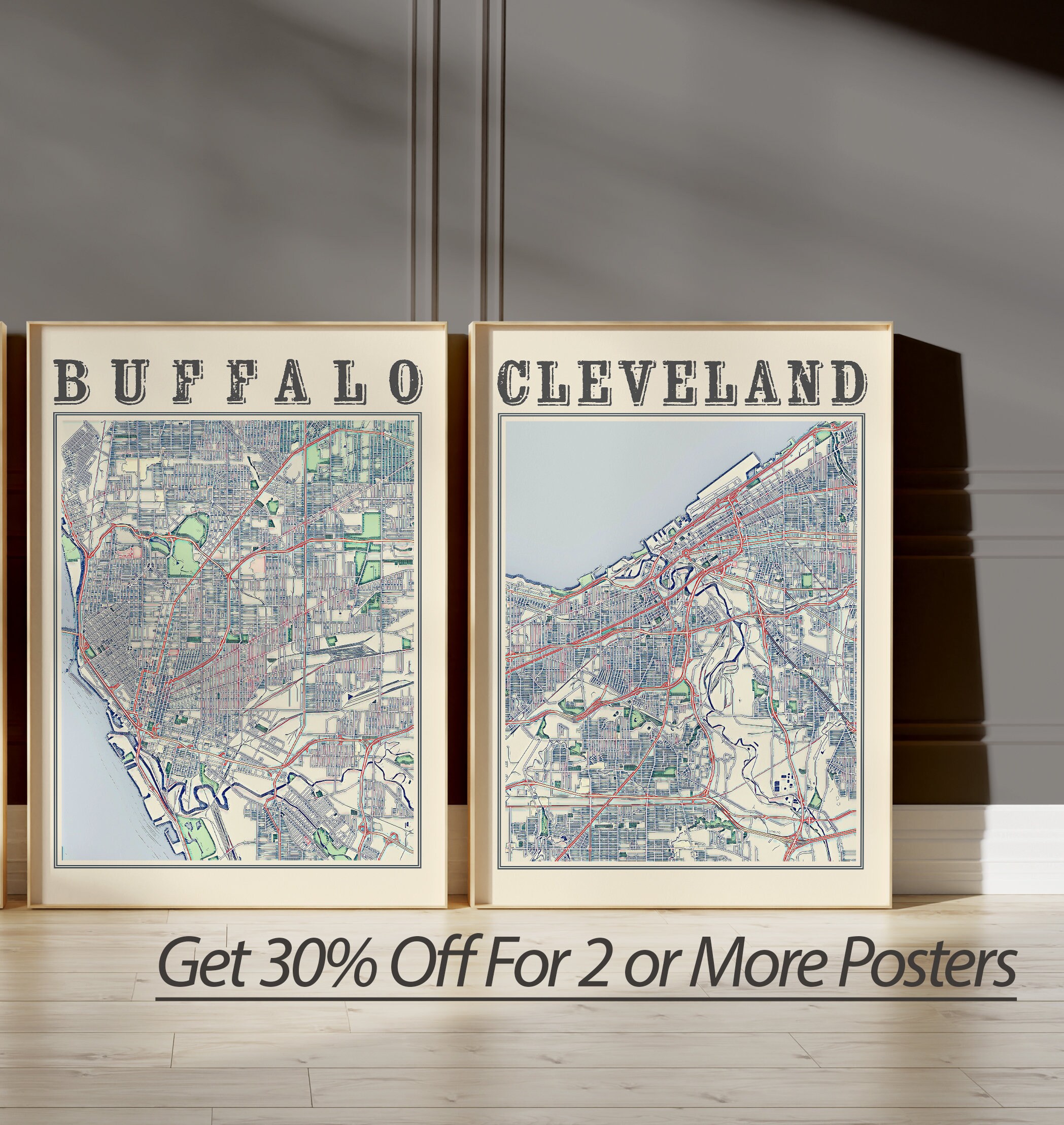 Antique Buffalo Map Poster of Buffalo New York Classic Map of - Etsy