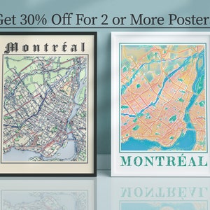 Montreal Map Poster, Classic Map of Montreal, Vintage Montreal Quebec ...