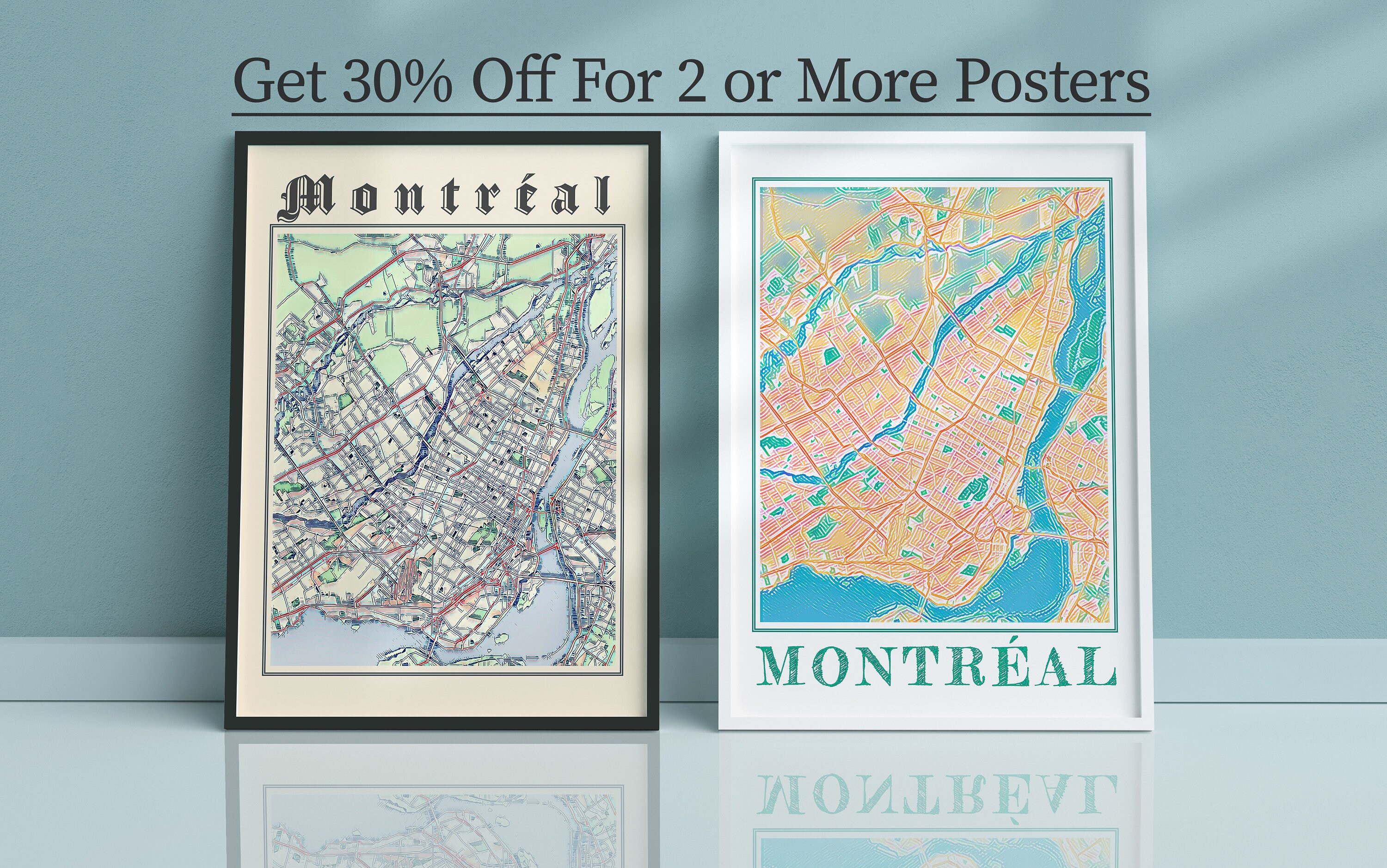 Cartel del mapa de Montreal mapa clásico de Montreal - Etsy México