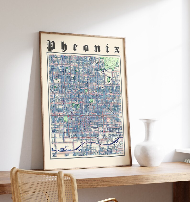 Phoenix Map Print Classic Map of Phoenix Phoenix Poster - Etsy