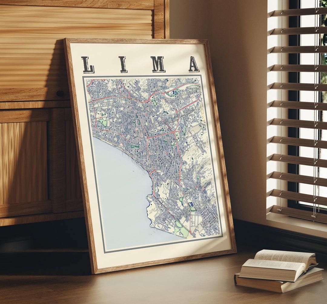 Antique Lima Map Poster – Classic Lima Peru Wall Art, South America ...