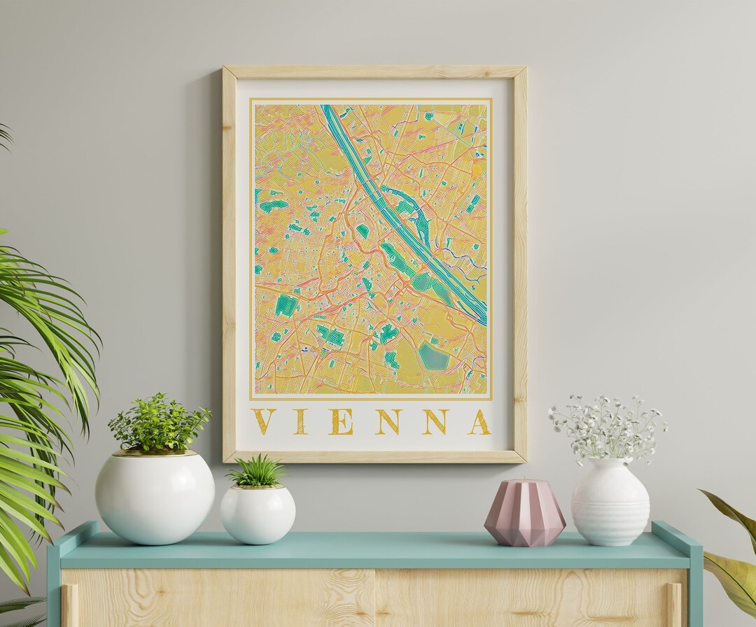 Watercolor Vienna Map Poster of Vienna Austria Map of Vienna Wall Art ...