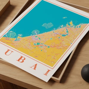 Watercolor Dubai Map Poster of Dubai UAE Map of Dubai Wall Art of ...