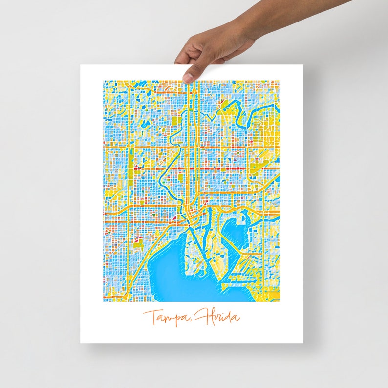 Watercolour Tampa Map Poster of Tampa Colour Painting Map of - Etsy