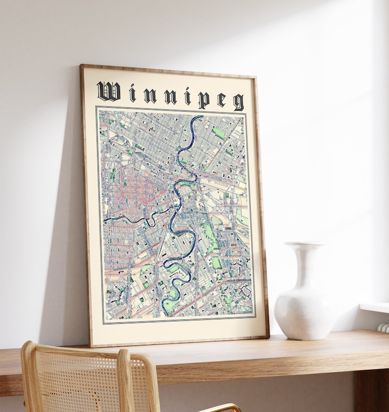 Winnipeg Map Poster, Classic Map of Winnipeg, Winnipeg Manitoba Print ...