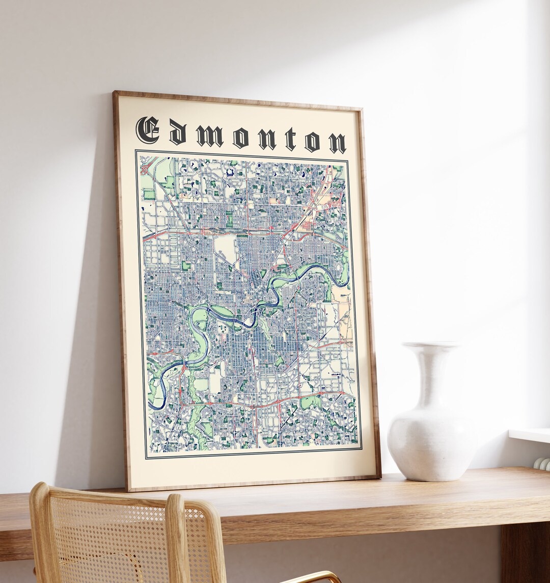 Edmonton Map Poster, Classic Map of Edmonton, Edmonton Alberta Print ...