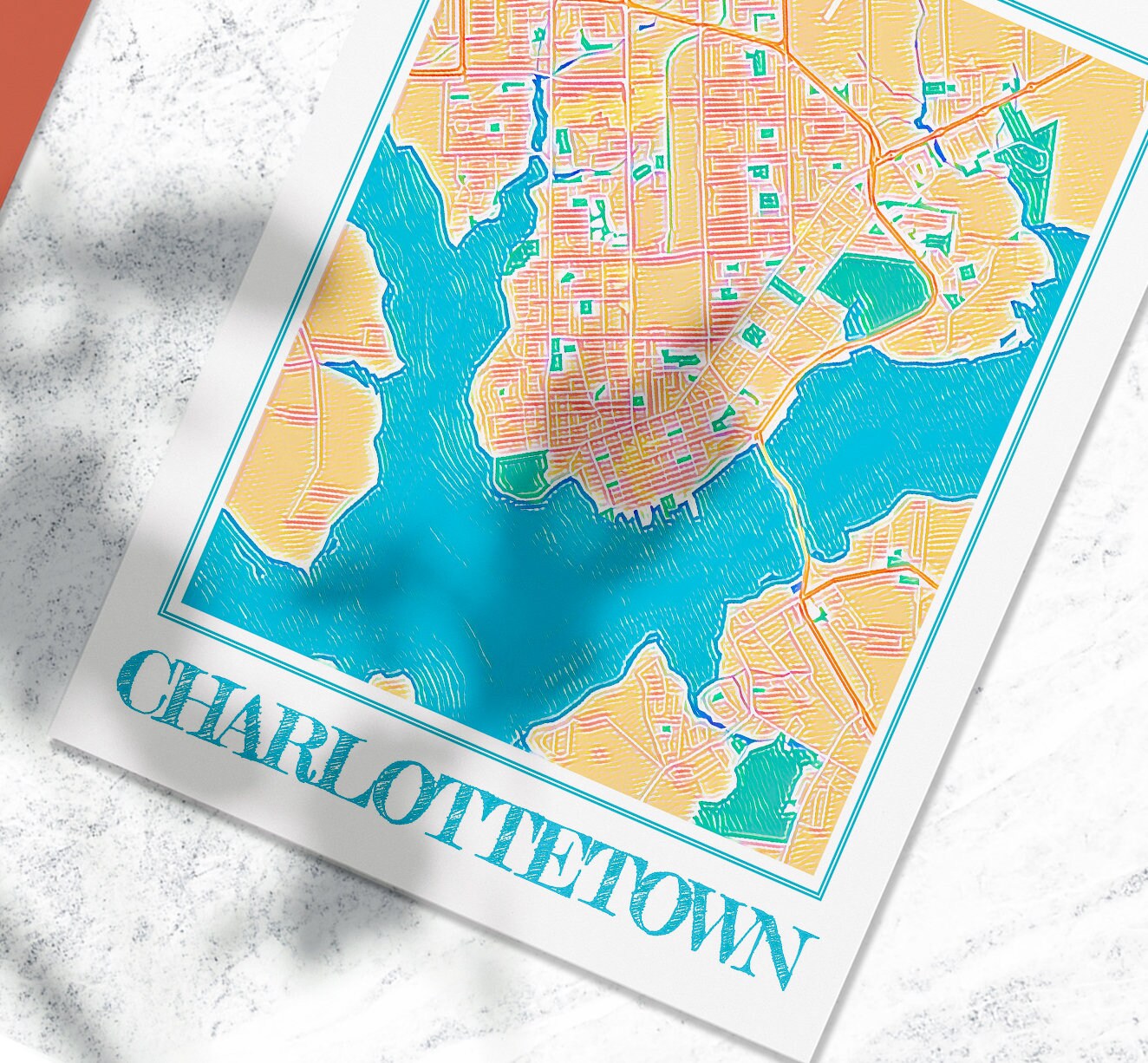 Charlottetown Map Print Charlottetown Watercolor Print - Etsy UK