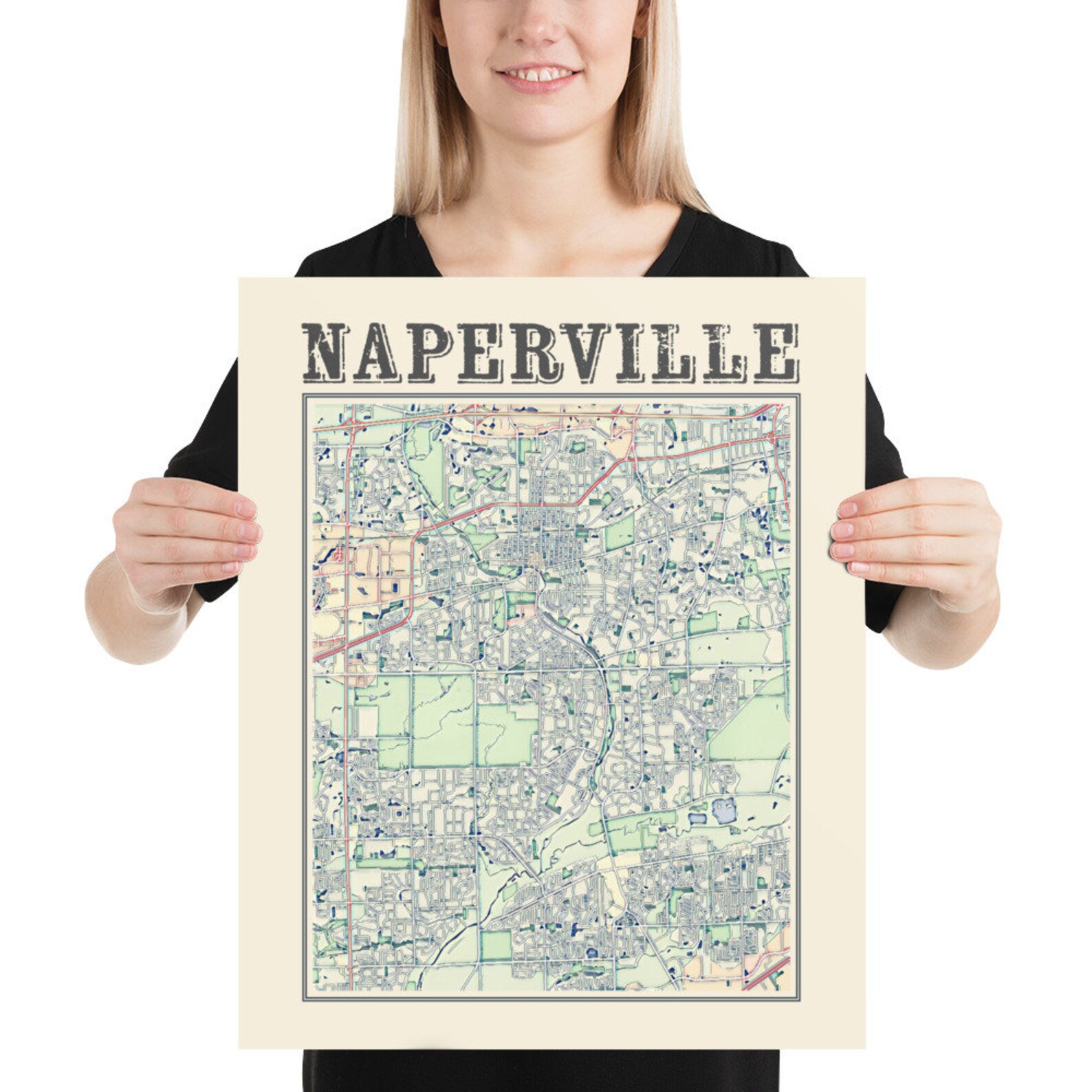 Antique Naperville Illinois Map Print: Vintage City Home Decor - Etsy