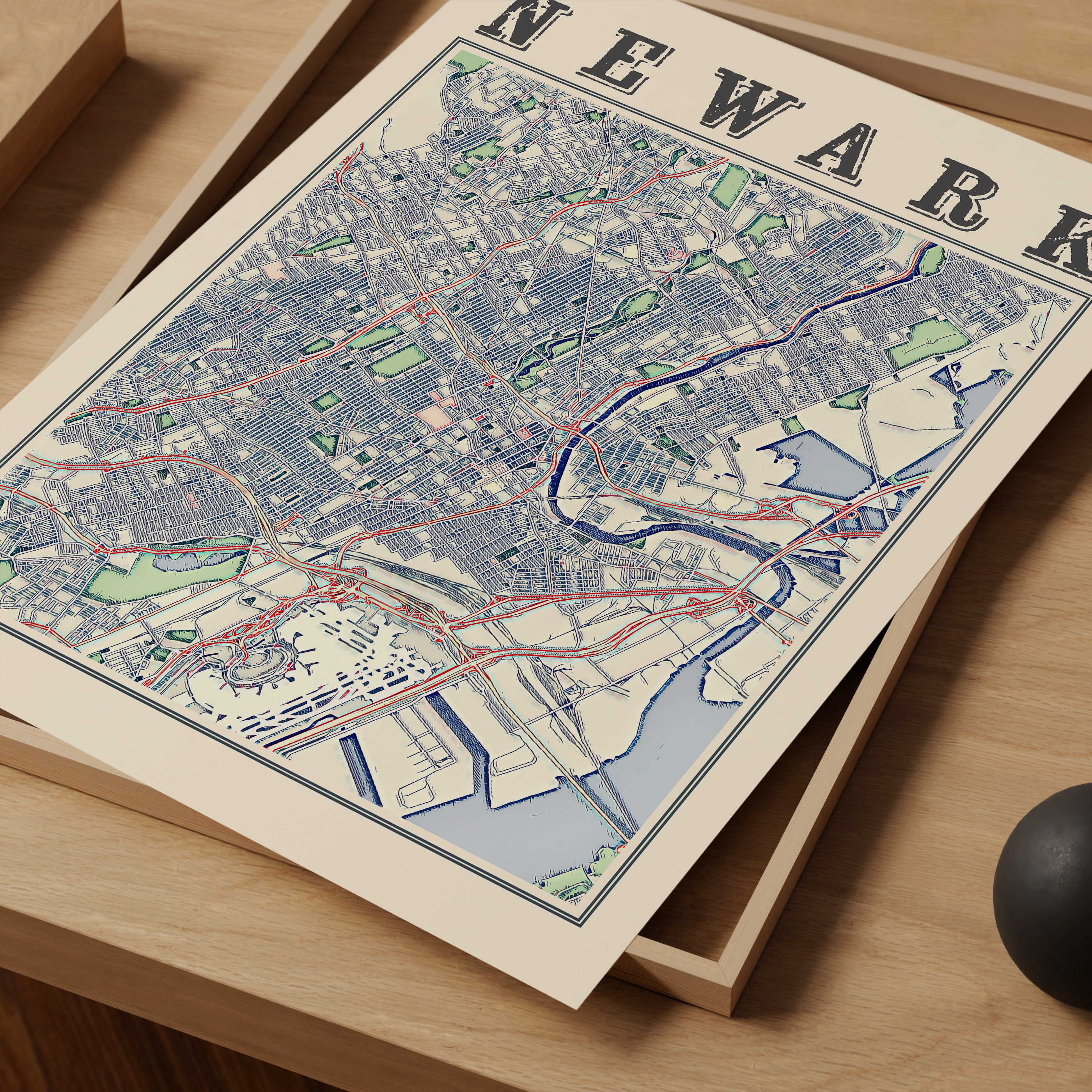 Antique Newark Map Poster of Newark New Jersey Classic Map of - Etsy