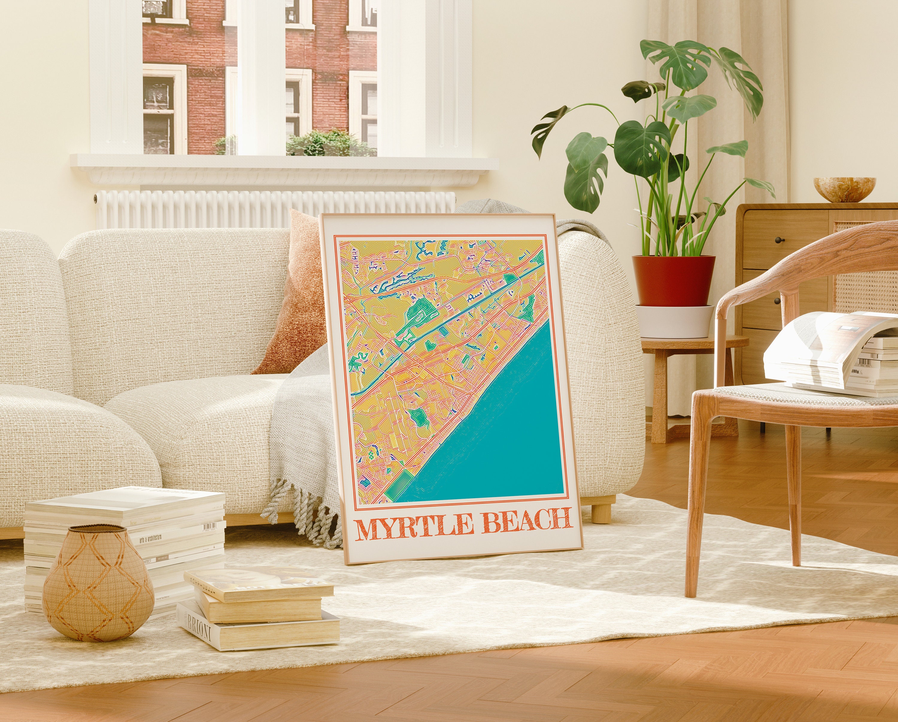 Watercolor Myrtle Beach Map Poster of Myrtle Beach Wall Art of - Etsy