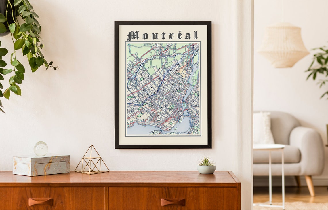 Montreal Map Poster, Classic Map of Montreal, Vintage Montreal Quebec ...