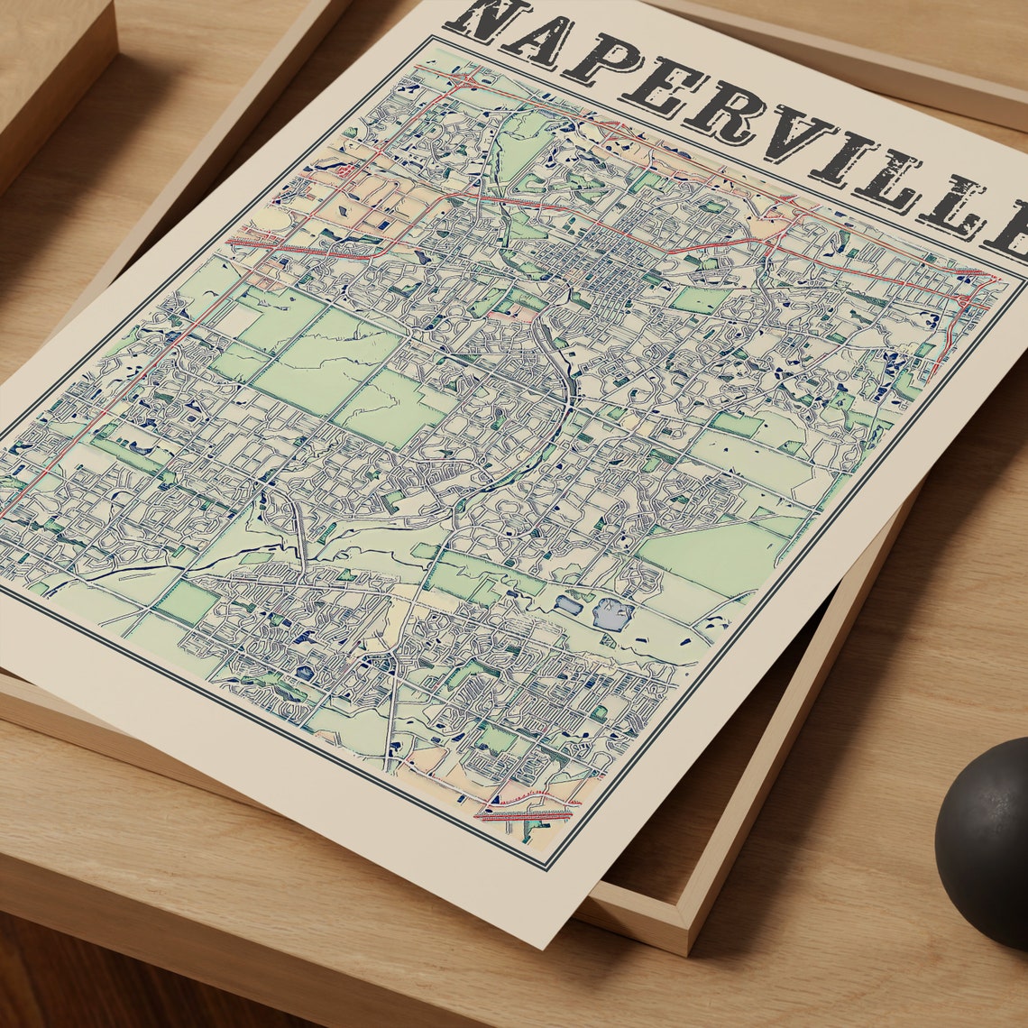 Antique Naperville Illinois Map Print: Vintage City Home Decor - Etsy