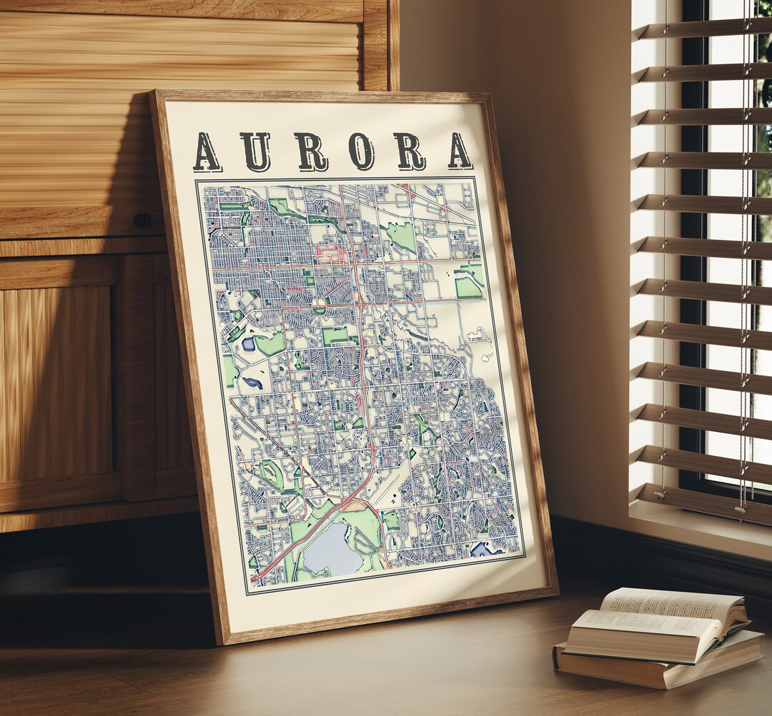 Antique Aurora Colorado Map Poster, Vintage Aurora CO Wall Art Home ...
