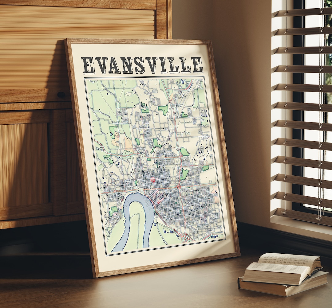 Antique Evansville Indiana Map Print: Vintage City Home Decor - Etsy