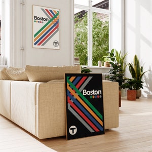 Boston Subway Poster, Boston T System Line Art, MBTA Subway, Minimalist ...