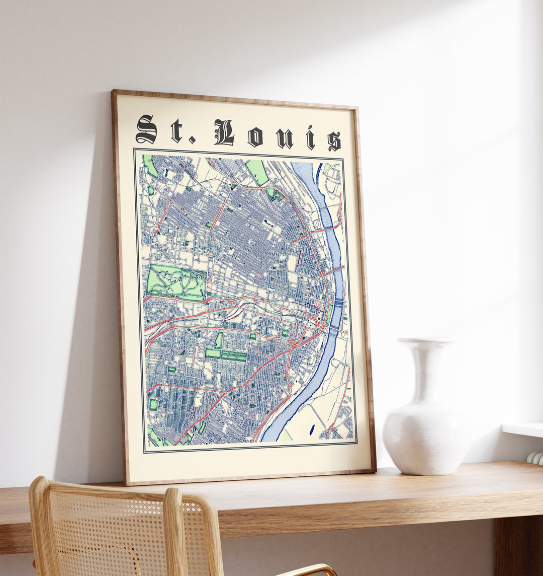 St. Louis Map Print, Classic Map of St. Louis, St. Louis Poster, St ...