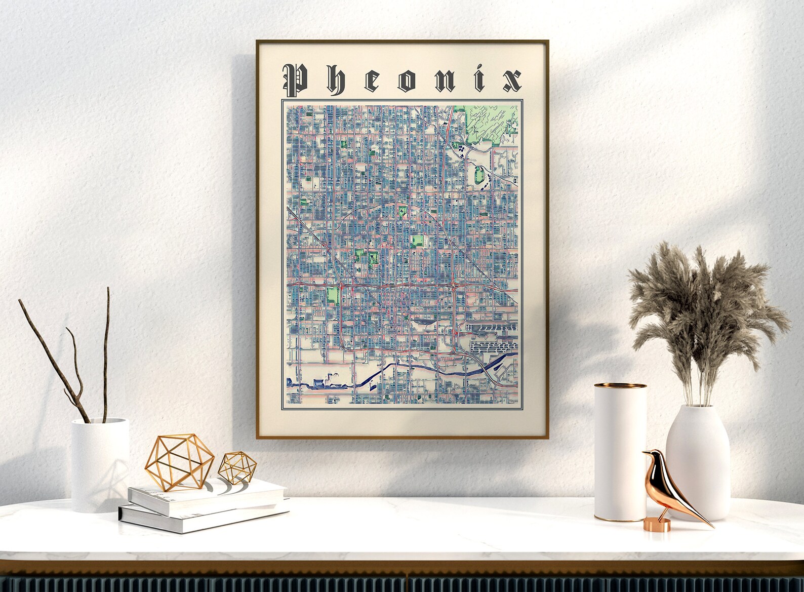 Phoenix Map Print Classic Map of Phoenix Phoenix Poster - Etsy