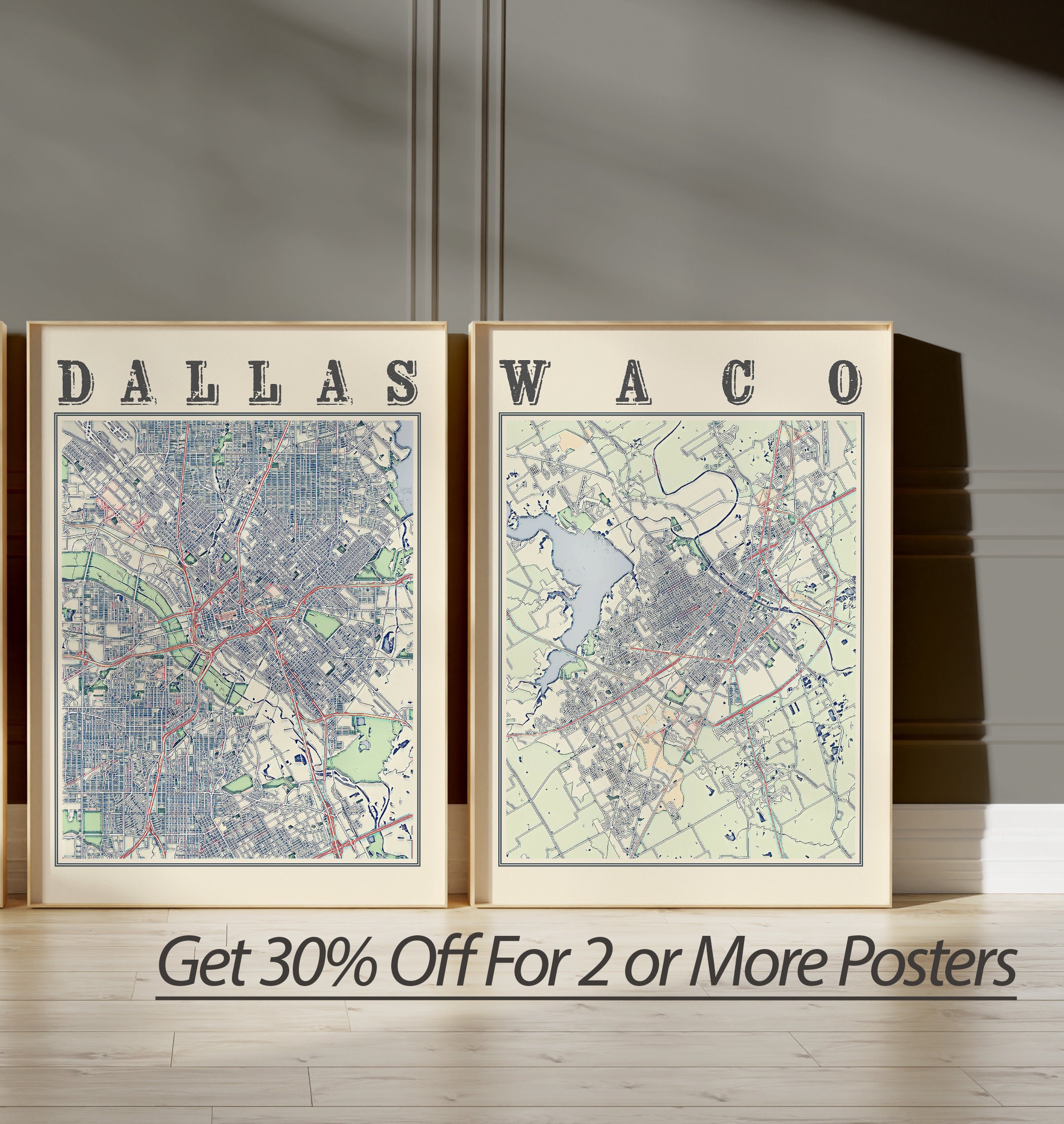 Antique Waco Texas Map Art Print: Classic City Souvenir - Etsy