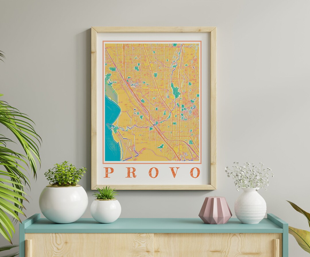 Watercolor Provo Map Poster of Provo Wall Art of Utah Map of Provo ...