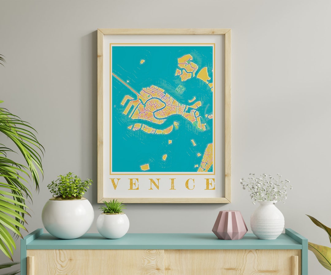 Watercolor Venice Map Art Print: Italy Souvenir - Etsy