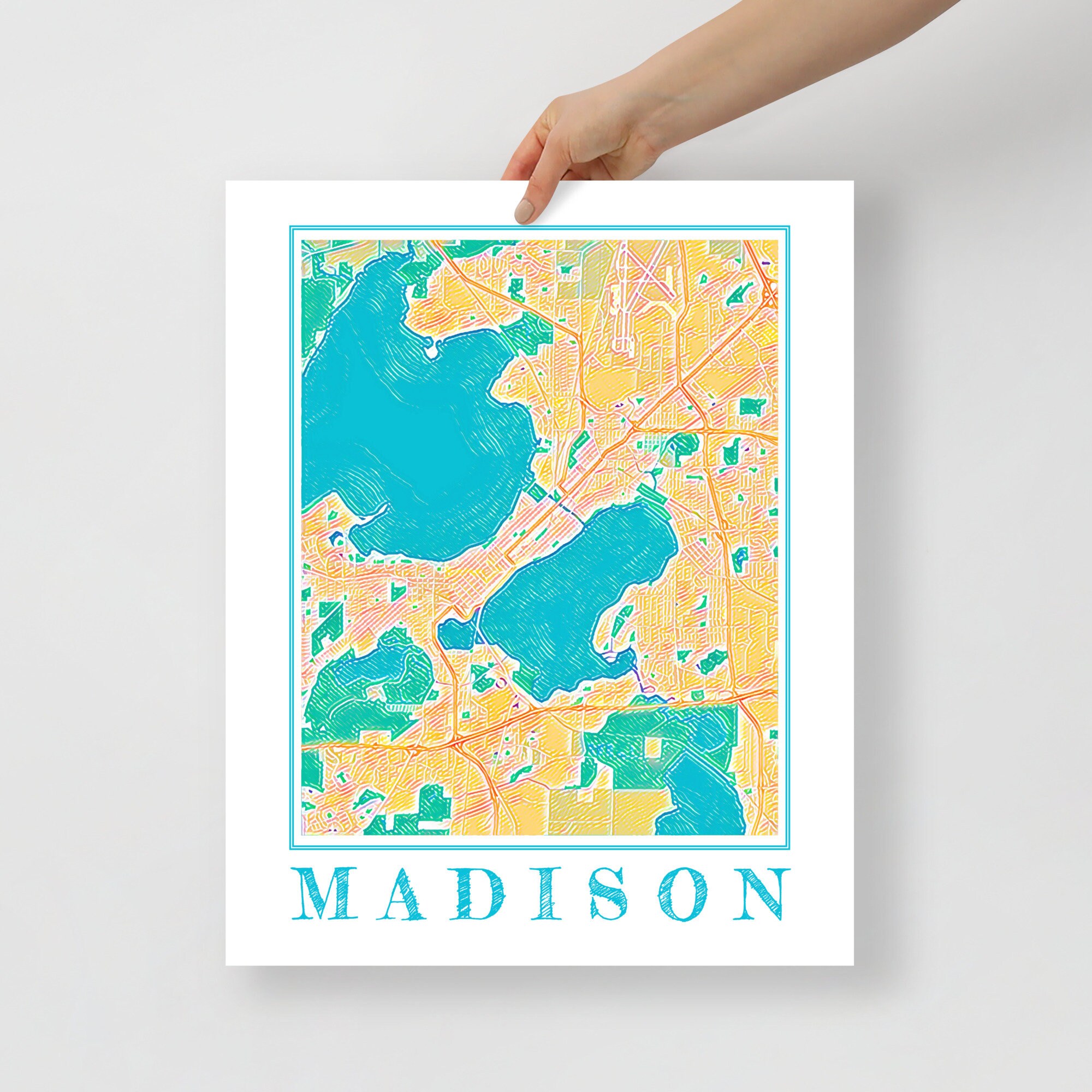 Watercolour Madison Map Poster of Wisconsin Madison Colour Painting Map ...