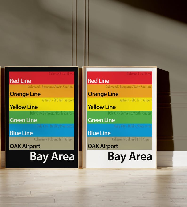Bay Area Rapid Transit Poster, BART Wall Art, San Francisco Oakland San ...